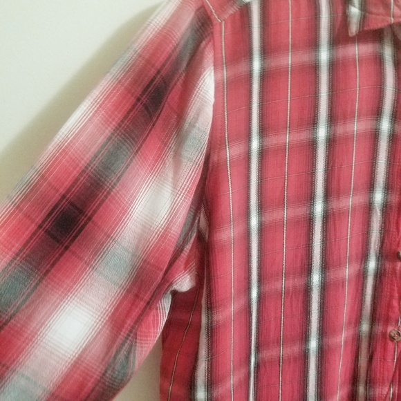 Garage | Tops | Garage Redblack Plaid Boyfriend Style Button Up | Poshmark